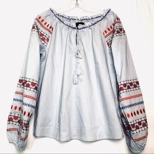 coco colette | Tops | Coco Colette Boho Embroidered Long Sleeve Top ...